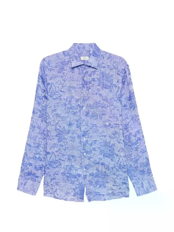 Etro Floral-print Slub-texture Shirt