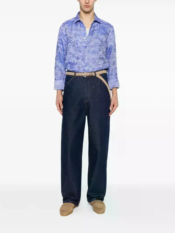 Etro Floral-print Slub-texture Shirt