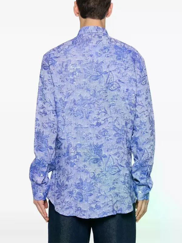 Etro Floral-print Slub-texture Shirt
