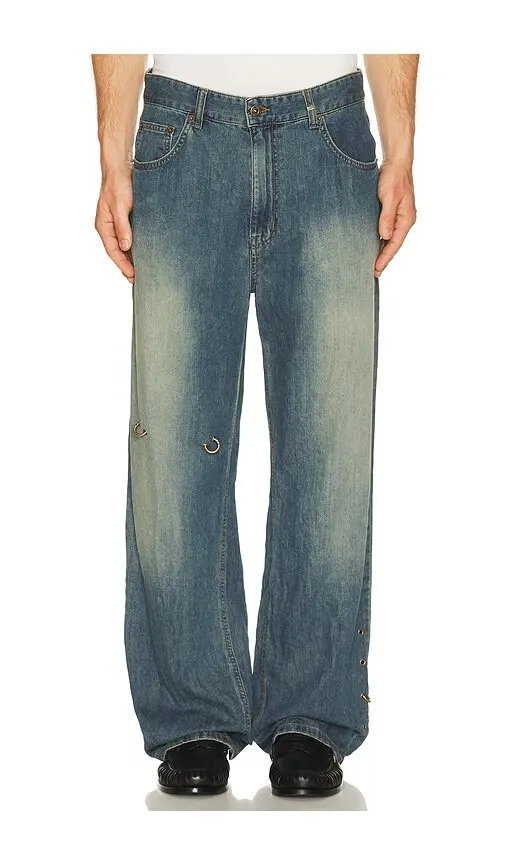 We11Done Piercing Detail Denim Jeans - Blue