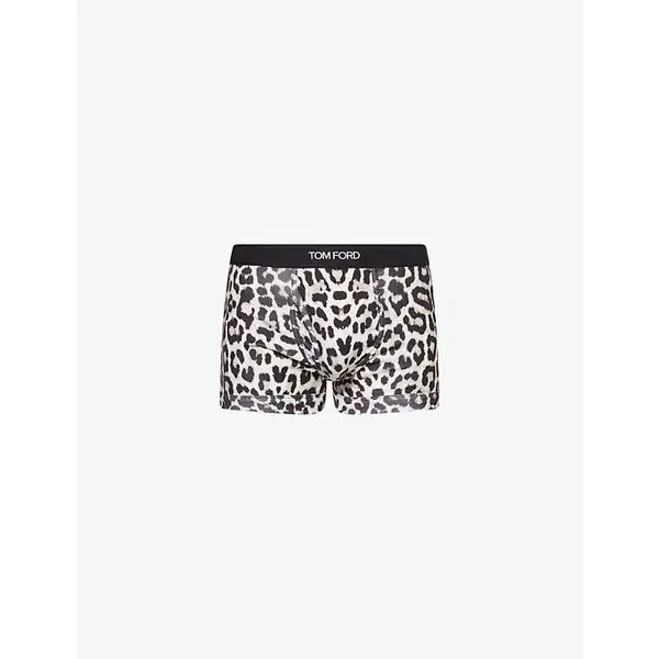 TOM FORD Cheetah-print Stretch-cotton Boxer Briefs - Snow Leopard
