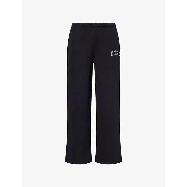 THE COUTURE CLUB Ctre Logo-embroidered Straight-leg Cotton Jogging Bottoms - Black