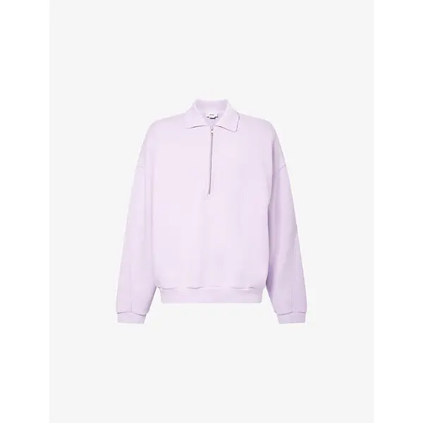 AGOLDE Pace Quarter-zip Cotton-jersey Sweatshirt - Aster (lt Bright Lilac)