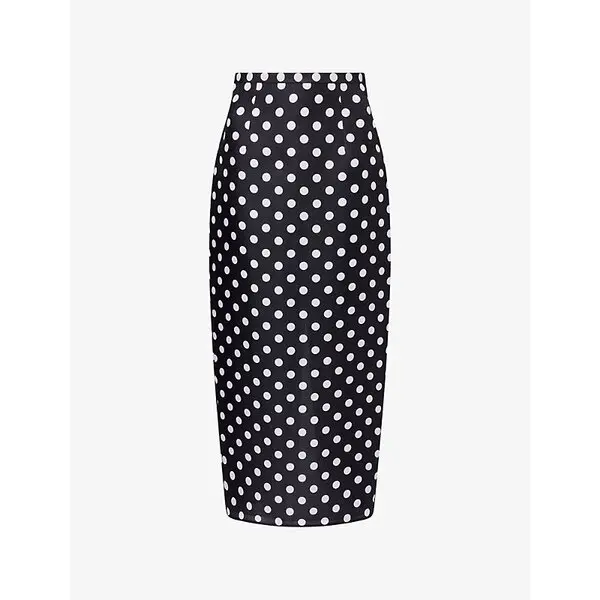 Khaite Winton Polka-dot Silk Pencil Maxi Skirt - Medium Dot Black