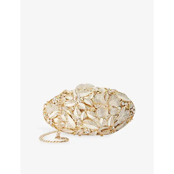 DUNE Extravagant Crystal-embellished Metal Clutch Bag - Gold Metallic