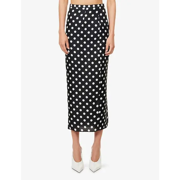 Khaite Winton Polka-dot Silk Maxi Skirt