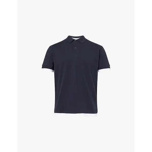 7 For All Mankind Double-layer Collared Cotton Polo Top