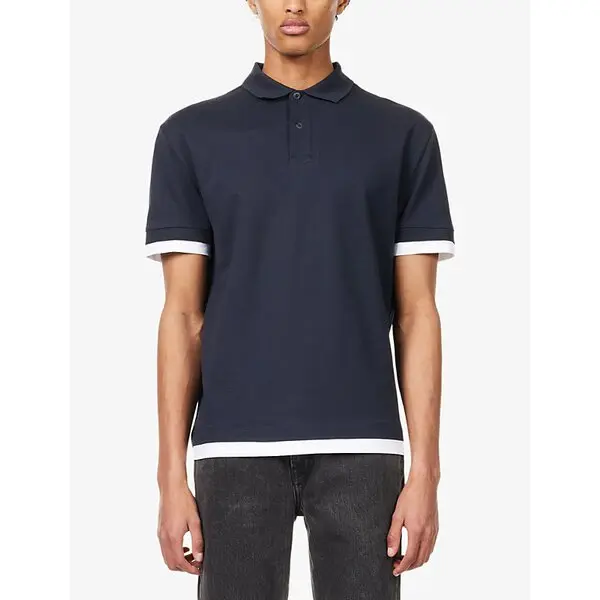 7 For All Mankind Double-layer Collared Cotton Polo Top
