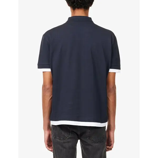 7 For All Mankind Double-layer Collared Cotton Polo Top