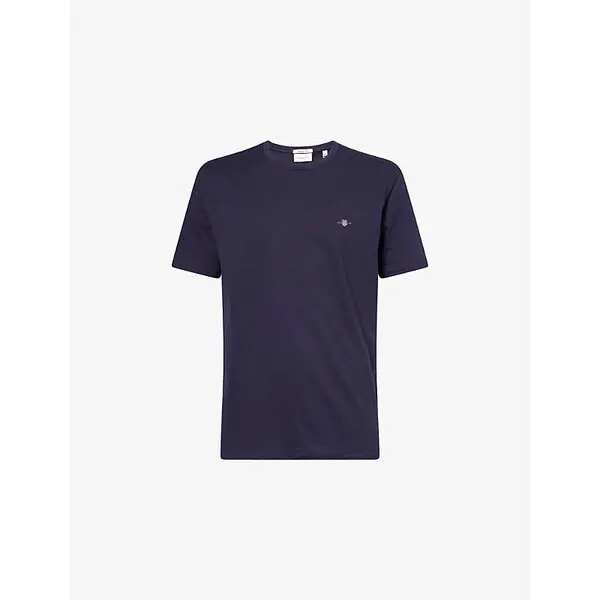 Gant Shield-logo Short-sleeve Cotton-jersey T-shirt - Evening Blue
