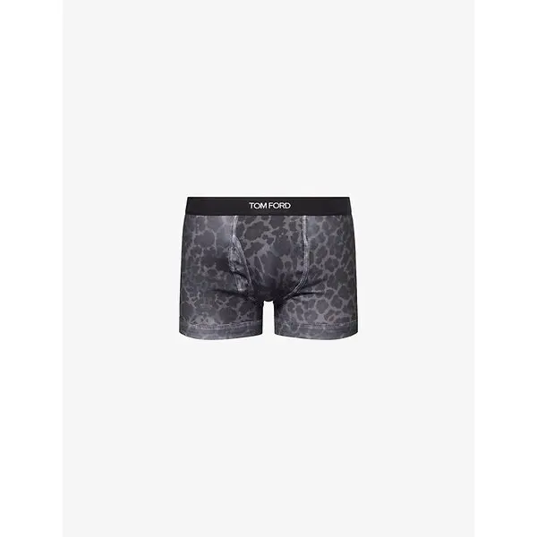 TOM FORD Cheetah-print Stretch-cotton Boxer Briefs - Ink