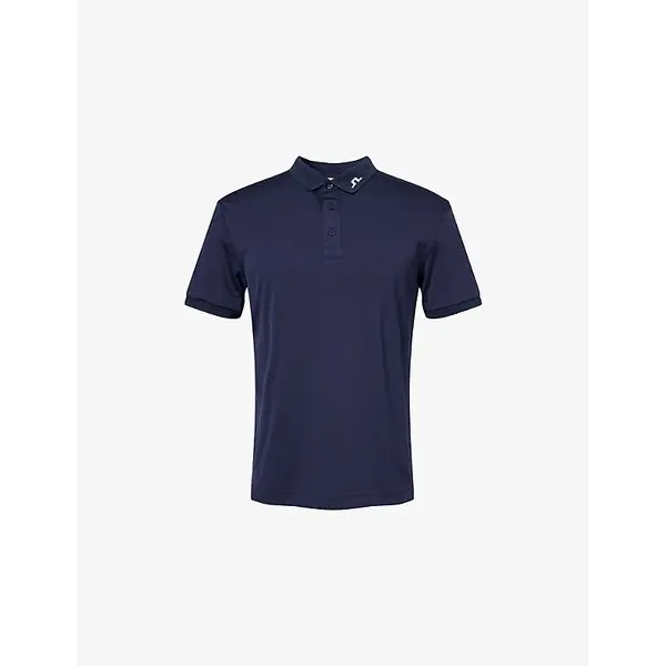 J. Lindeberg Kv Logo-embroidered Woven Polo Shirt - Navy