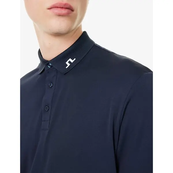 J. Lindeberg Kv Logo-embroidered Woven Polo Shirt - Navy