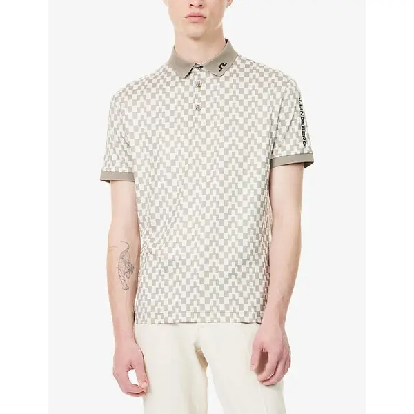 J. Lindeberg Tour Tech-print Woven Polo Shirt