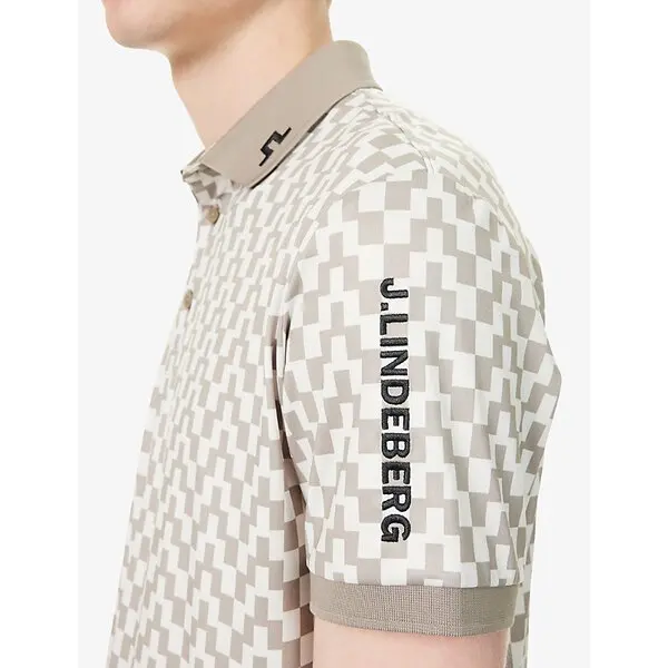 J. Lindeberg Tour Tech-print Woven Polo Shirt