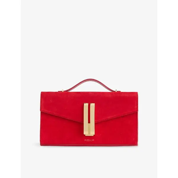 DEMELLIER The Vancouver Suede Clutch Bag - Berry Red/berry Red