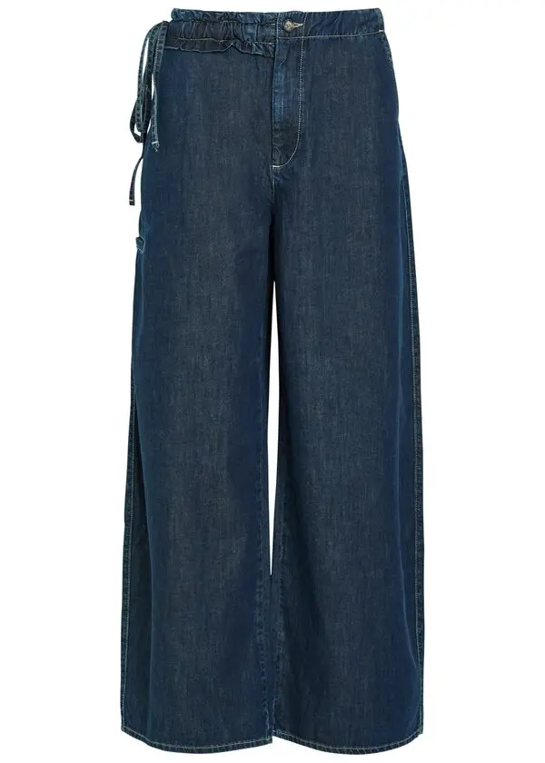 DAMSON MADDER Augusta Ruffled Straight-leg Jeans - Indigo