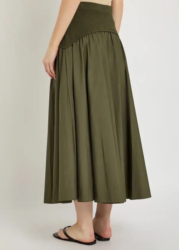Simkhai Ovie Cotton-poplin Midi Skirt - Khaki
