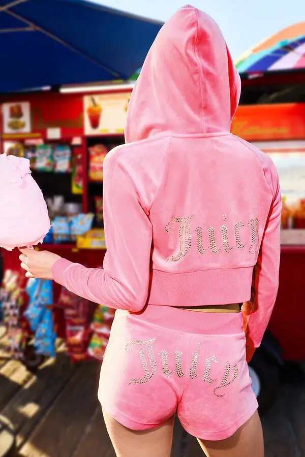 Juicy Couture Scottie Big Bling Velour Hoodie - Hot Hot
