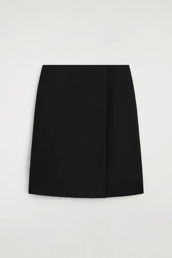 Cos Satin Wrap Knee Length Skirt - Black