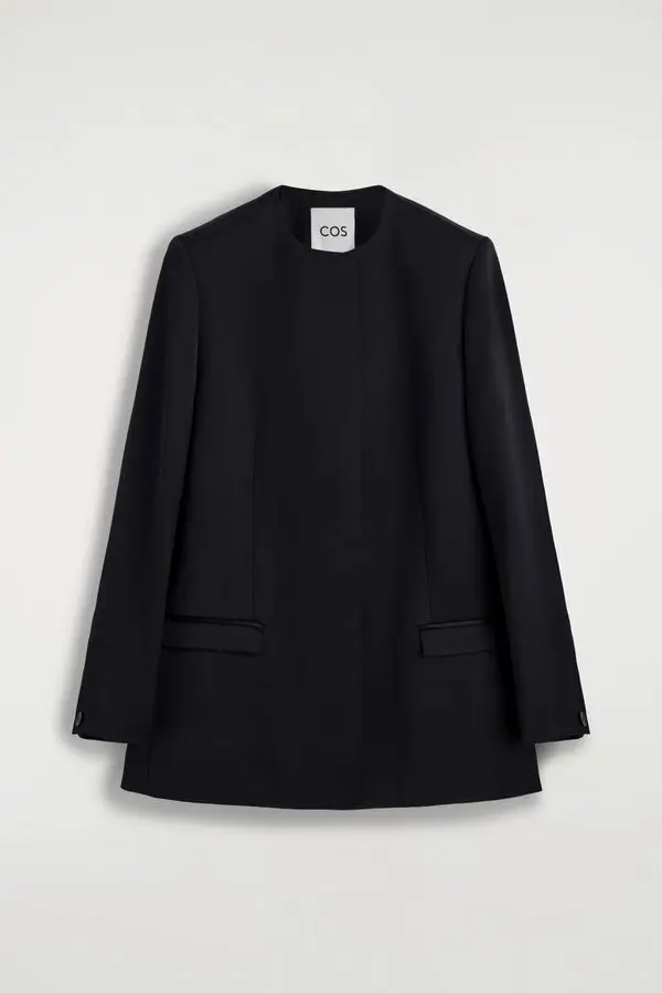 Cos Structured Collarless Satin Blazer