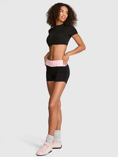 Pink Relay™ Ruched Bun Shorts - Black