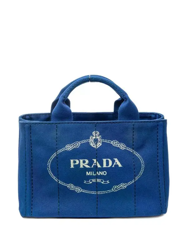 Prada Logo-print Canvas Tote - Blue