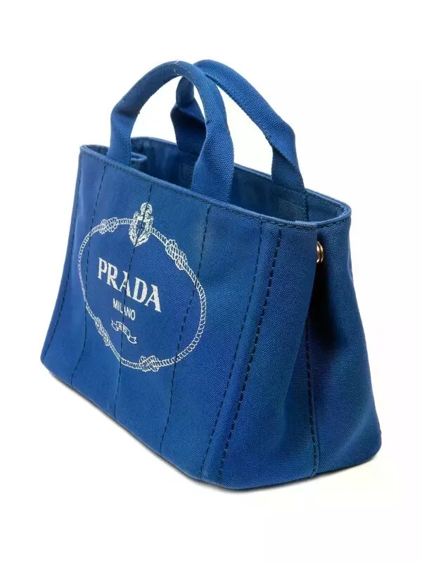 Prada Logo-print Canvas Tote - Blue