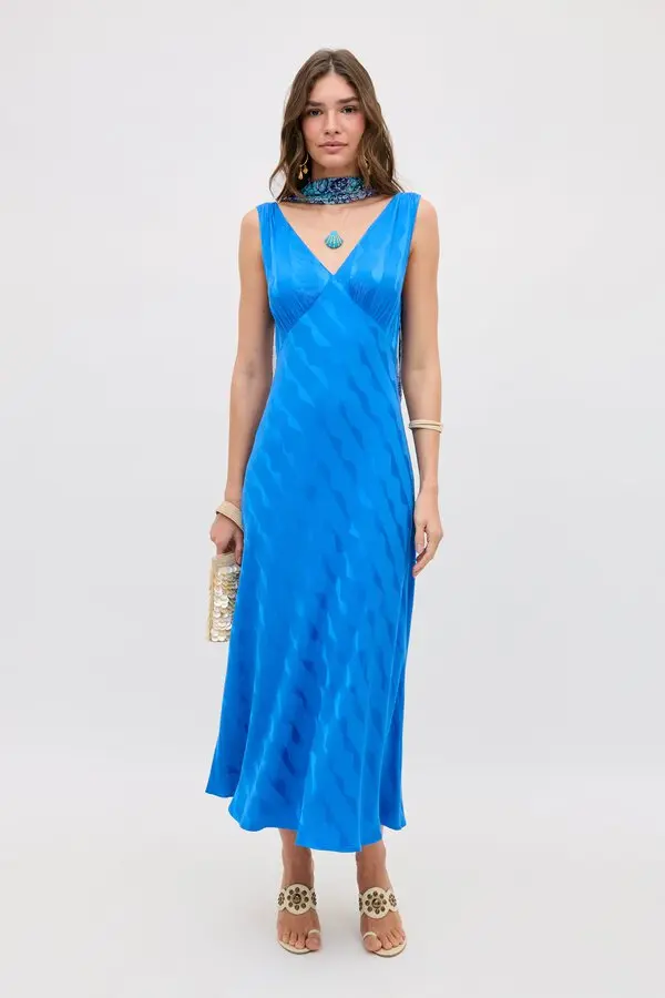Rixo Sandrine Wave Jacquard Dress