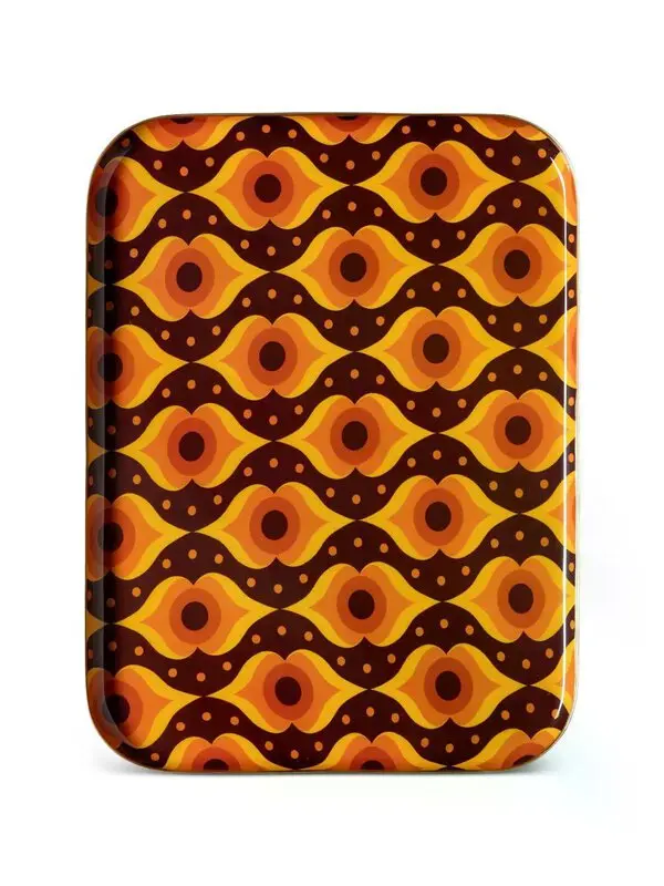 CU I SEEYOU Groovy Geometric-print Tray - Brown