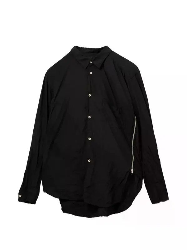 Comme Des Garçons Side Zip Creased Shirt - Black
