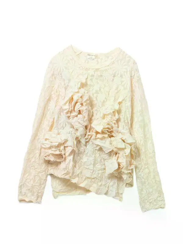 Comme Des Garçons Ruffled Lace Top - Neutrals