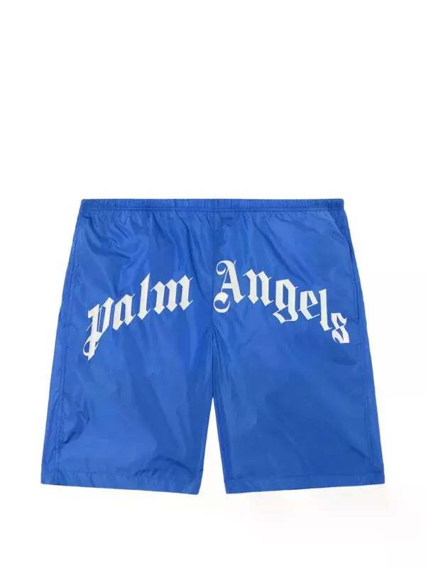 Palm Angels Curved Logo Swimshorts - Blue