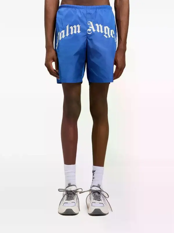 Palm Angels Curved Logo Swimshorts - Blue