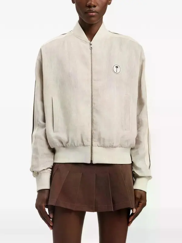 Palm Angels Logo Cotton Jacket - Neutrals