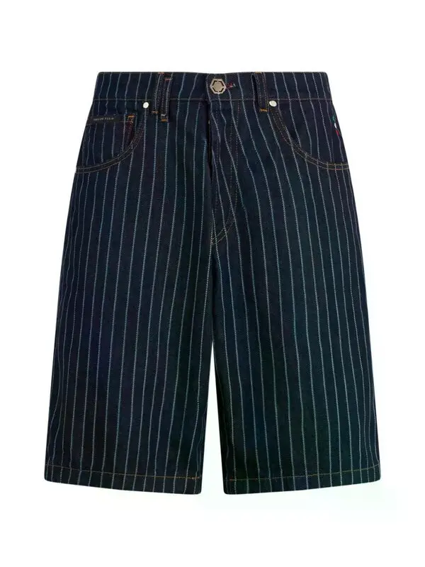 Philipp Plein Pinstriped Denim Shorts