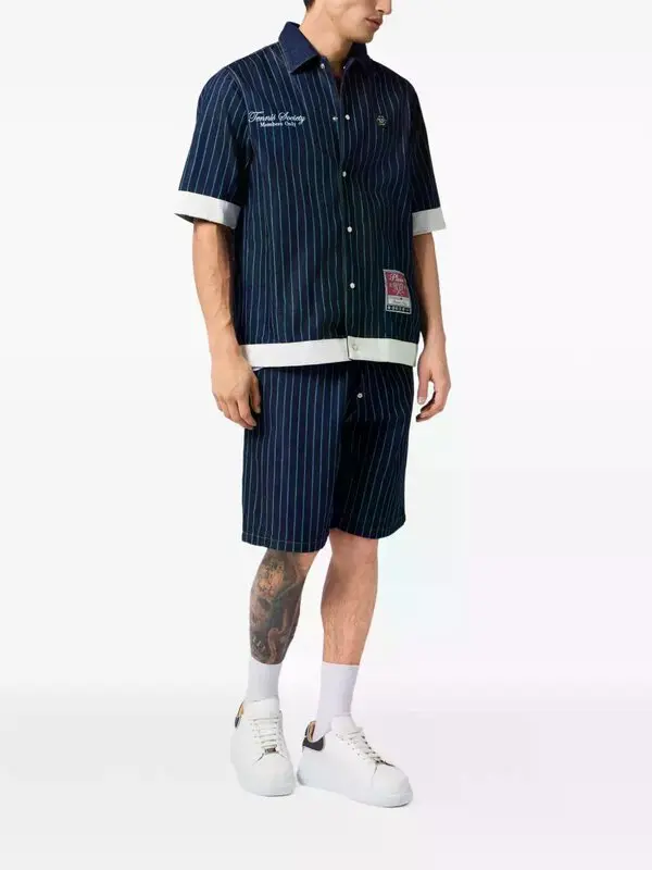 Philipp Plein Pinstriped Denim Shorts