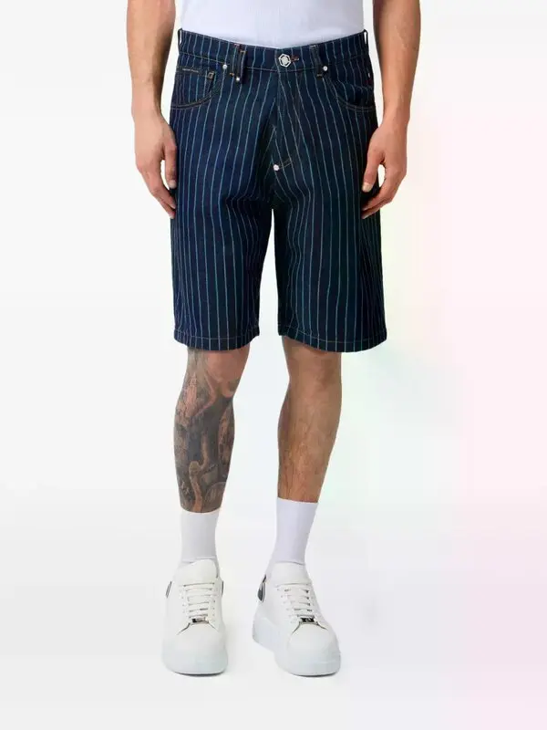 Philipp Plein Pinstriped Denim Shorts