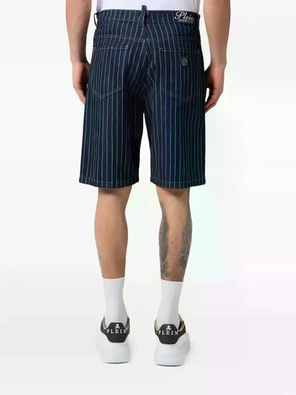 Philipp Plein Pinstriped Denim Shorts