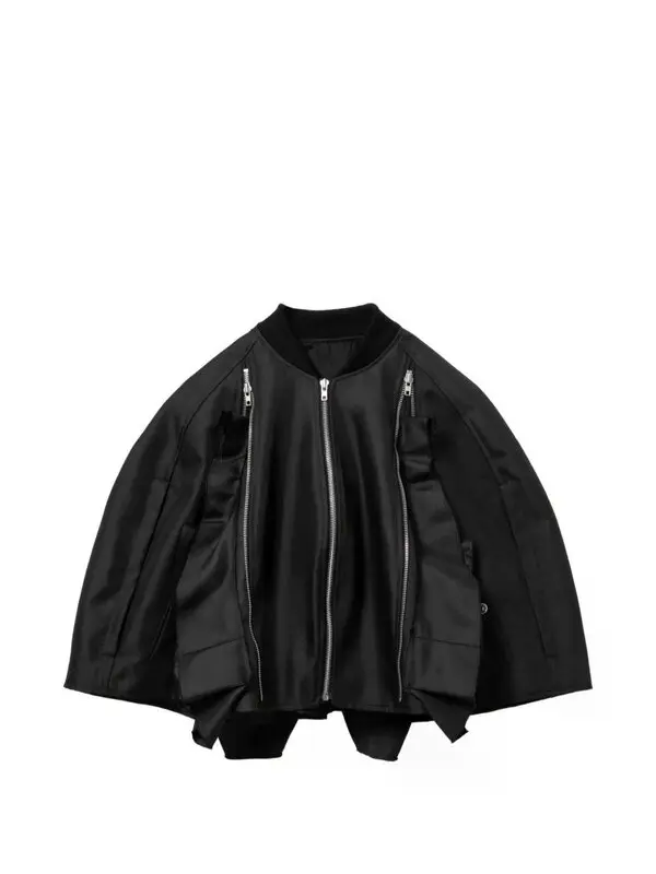 Comme Des Garçons Zipper Details Bomber Cape - Black