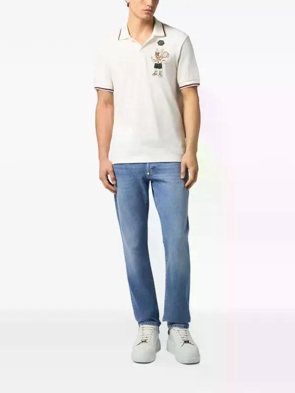 Philipp Plein Washed Denim Straight Leg Jeans - Blue