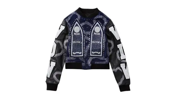 WHO DECIDES WAR Hardware Cathedral Varsity Jacket