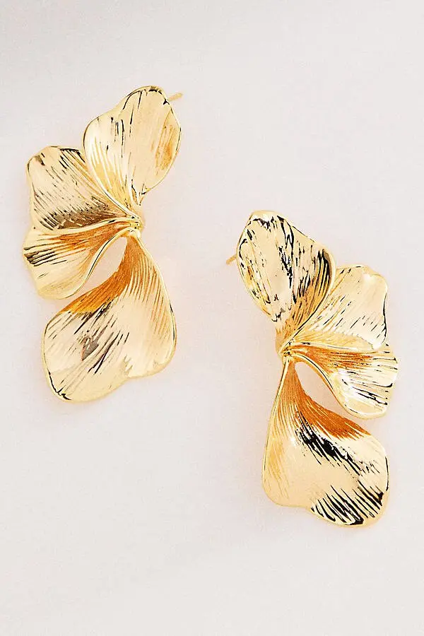Anthropologie Modern Floral Post Earrings - Gold