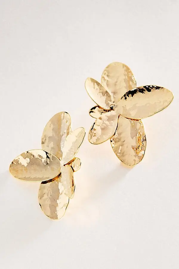 Anthropologie Floral Stud Earrings - Gold
