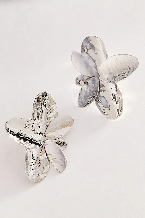 Anthropologie Floral Stud Earrings - Silver