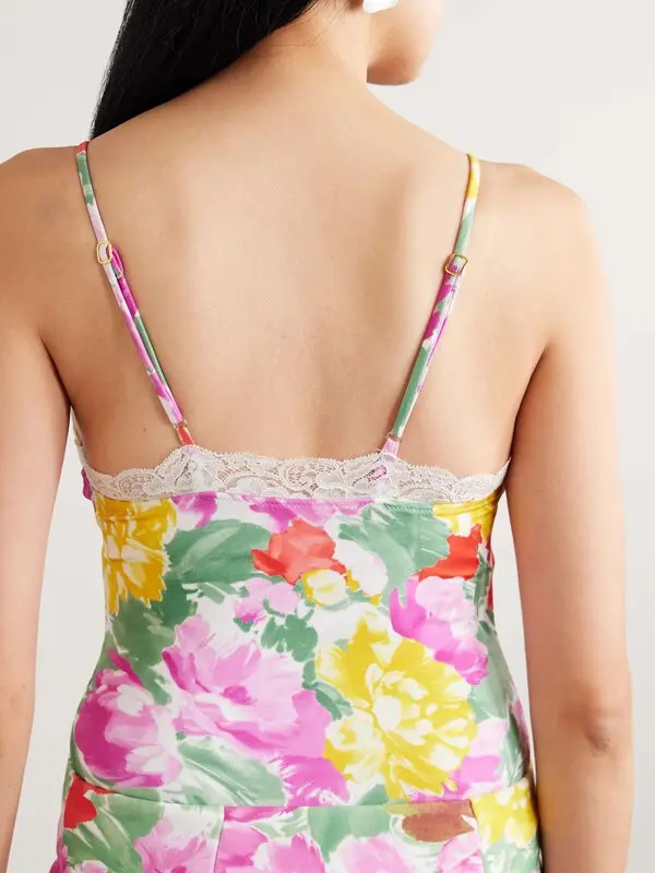 Chloé Lace-trimmed Floral-print Swimsuit - Multi