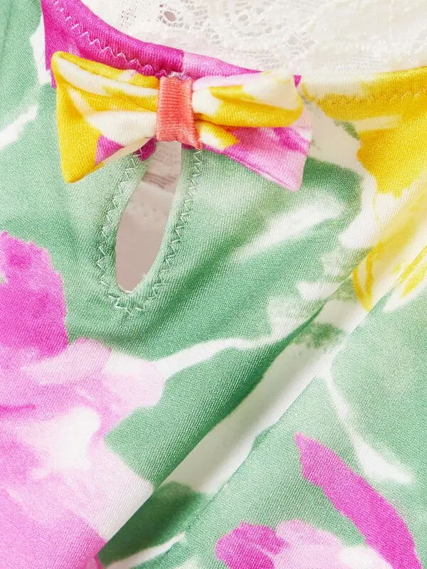 Chloé Lace-trimmed Floral-print Swimsuit - Multi
