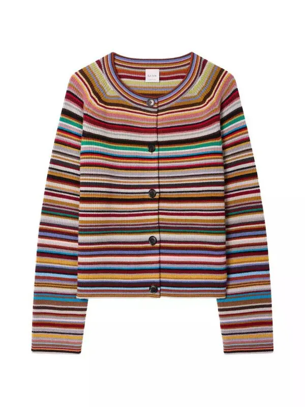 Paul Smith Striped Buttoned Cardigan - Brown