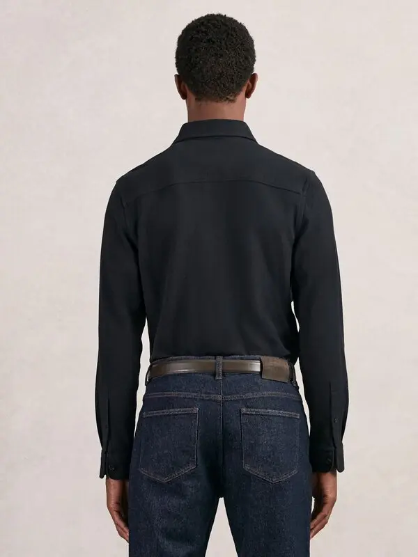 REISS Forsithe Textured Twin-pocket Overshirt Cotton-blend - Navy