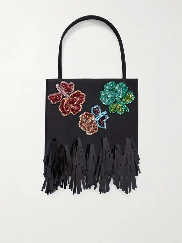 Marni Sequin-embellished Satin Tote Bag - Black